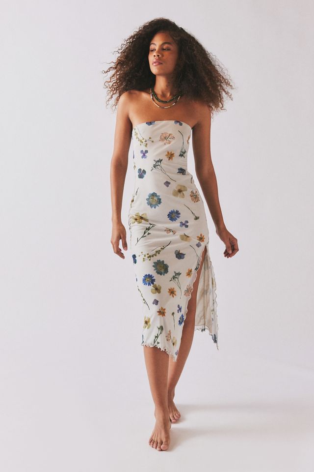 UO Samara Mesh Strapless Midi Dress | Urban Outfitters