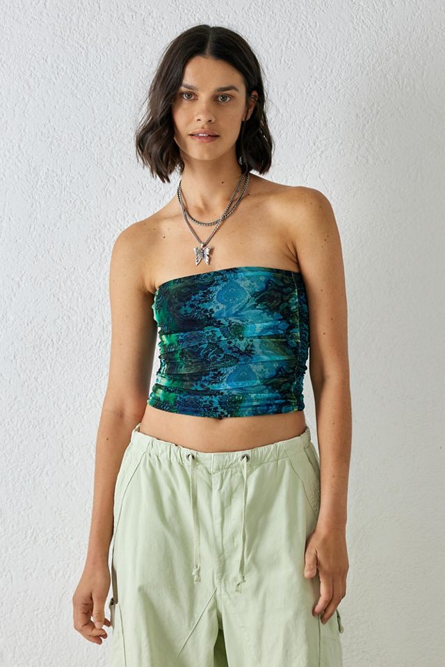 UO Ruched Mesh Tube Top | Urban Outfitters