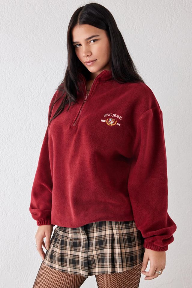 BDG Crest Logo Fleece Mock Neck Sweatshirt | Urban Outfitters