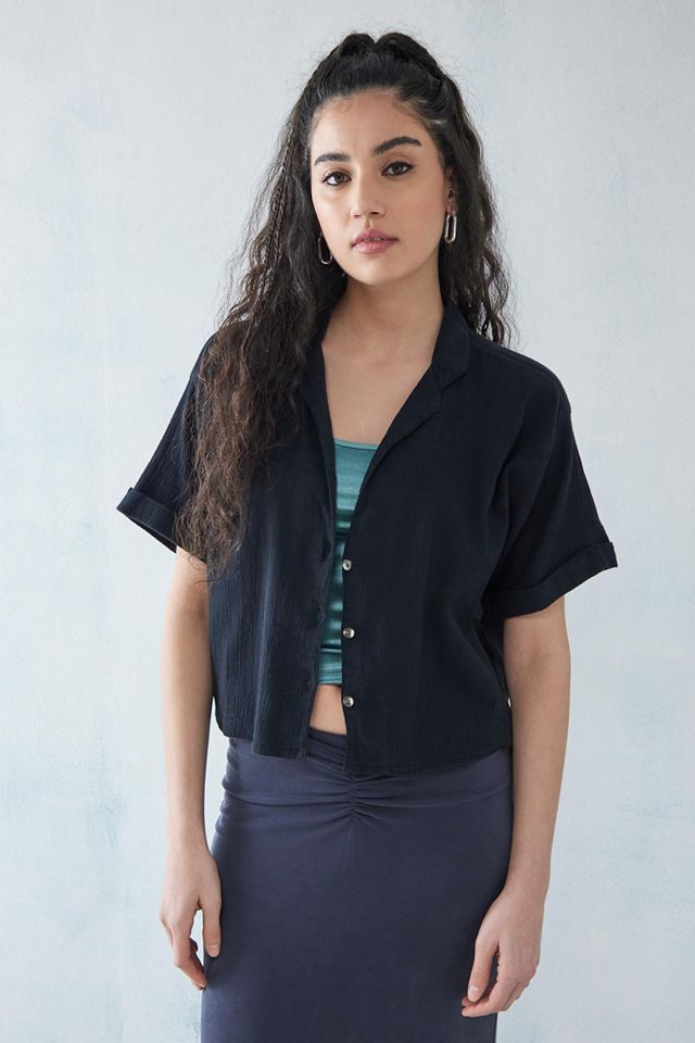 UO Grey Gracie Dobby Shirt | Urban Outfitters