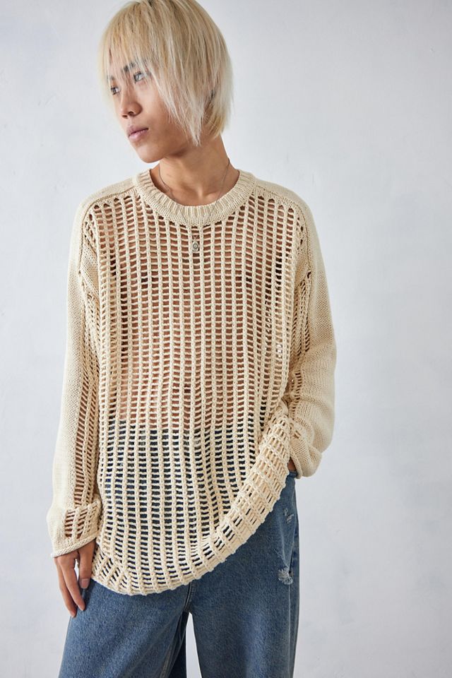 BDG Ivory Slouchy Open Knit Sweater | Urban Outfitters BDG Ivory Slouchy Open Knit Sweater | Urban Outfitters