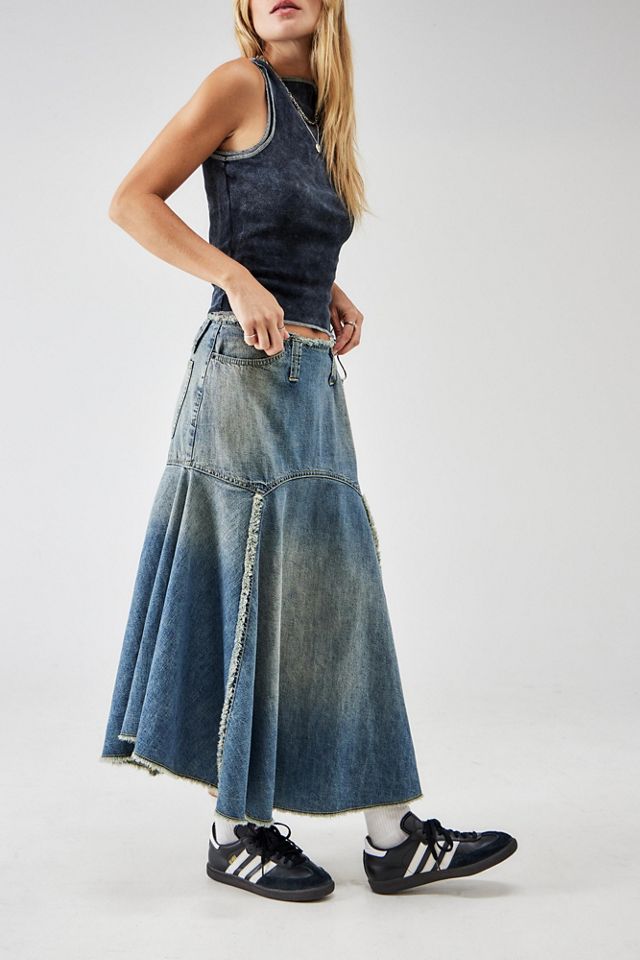 BDG Washed Denim Basque Midi Skirt | Urban Outfitters
