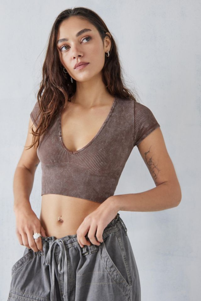 Uo Recycled Acid Wash Josie Cap Sleeve Top Urban Outfitters