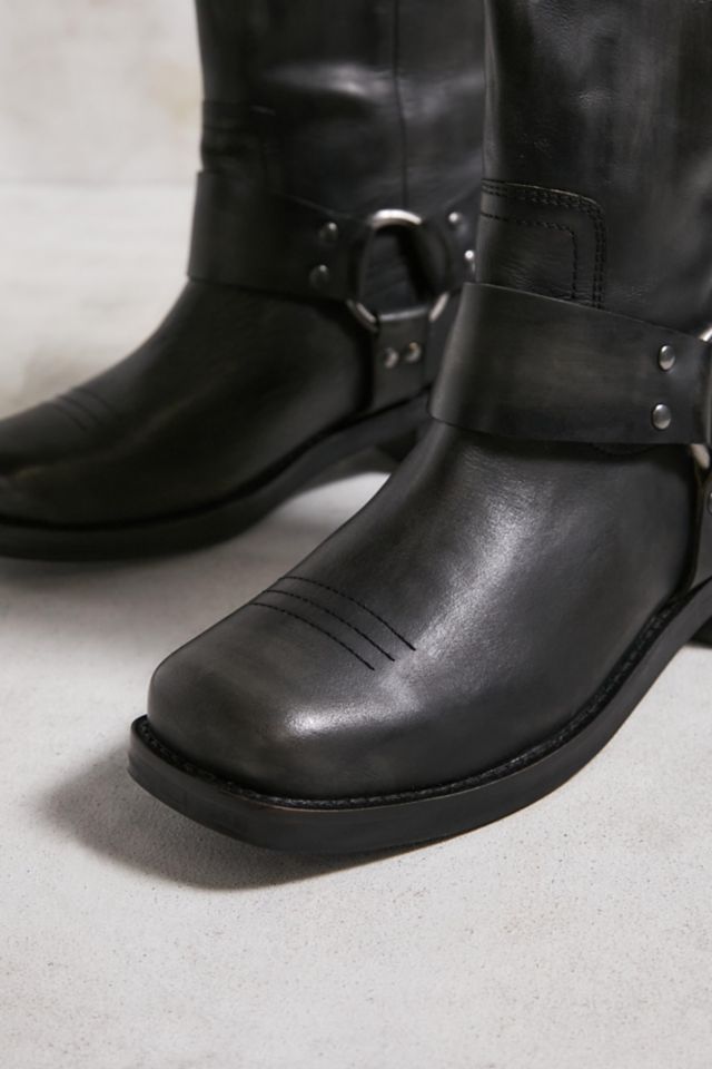 UO Black Leather Motocross Harness Boot | Urban Outfitters