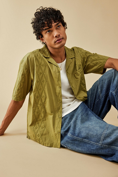 BDG Green Broderie Shirt | Urban Outfitters