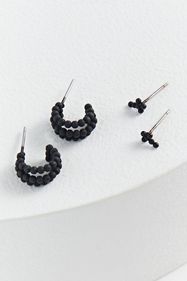 Ball Bead Post & Hoop Earring Set | Urban Outfitters