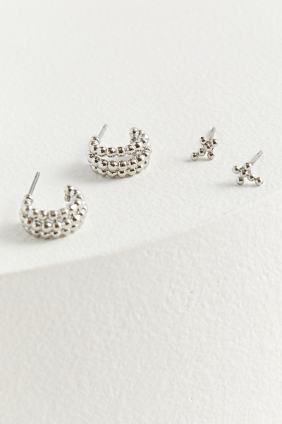 Ball Bead Post & Hoop Earring Set | Urban Outfitters