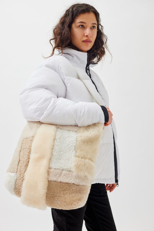 Primecut Beige Shapes Shearling Hobo Bag | Urban Outfitters Canada