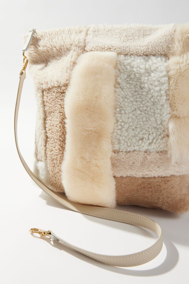 Primecut Beige Shapes Shearling Hobo Bag | Urban Outfitters Canada