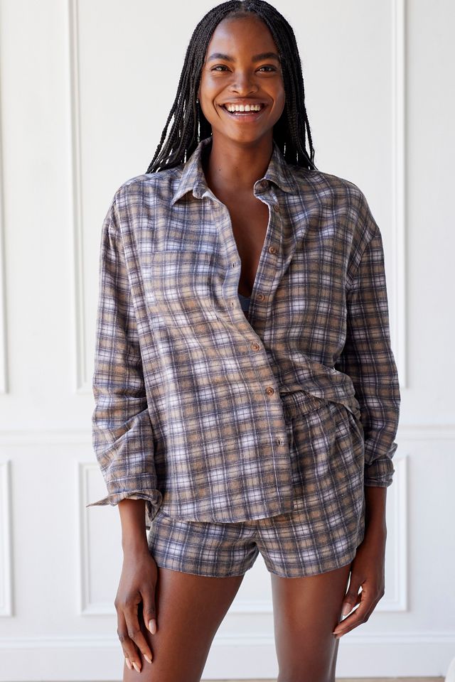 Out From Under Joslyn Flannel Button-Down Shirt & Short Set | Urban ...