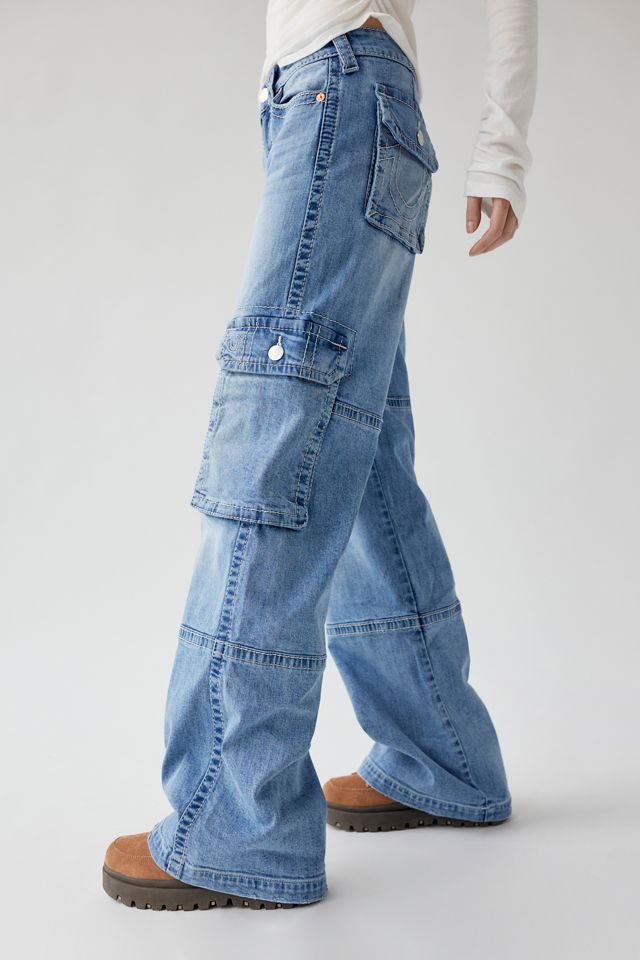 True Religion UO Exclusive Low-Rise Cargo Puddle Jean - Nominated Light ...
