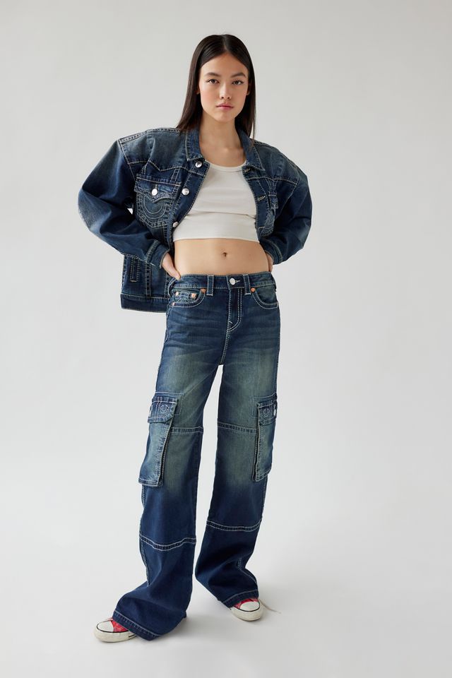 True Religion UO Exclusive Low-Slung Cargo Puddle Jean - Decadence Dark ...