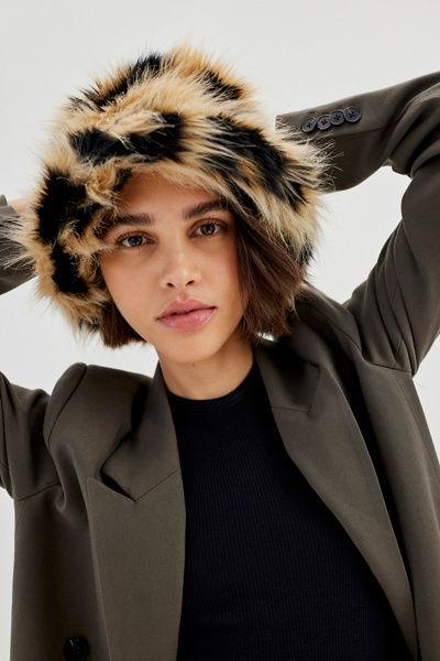 Urban Outfitters Ace Fluffy Faux Fur Bucket Hat In Leopard | ModeSens