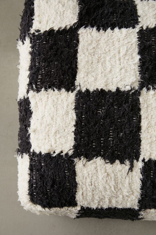 Checkerboard Woven Shag Rag Floor Pillow | Urban Outfitters