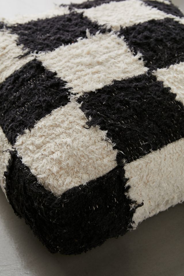 Checkerboard Woven Shag Rag Floor Pillow | Urban Outfitters