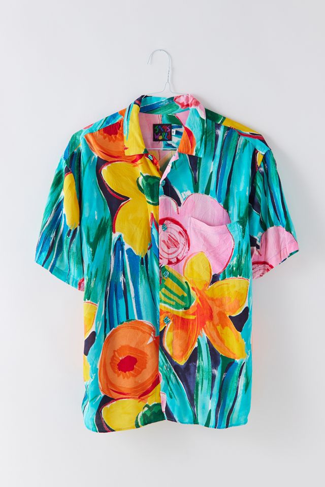 Vintage Painted Flowers Button-Down Shirt | Urban Outfitters
