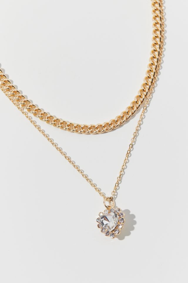 Callie Rhinestone Heart Layer Necklace | Urban Outfitters Callie Rhinestone Heart Layer Necklace | Urban Outfitters