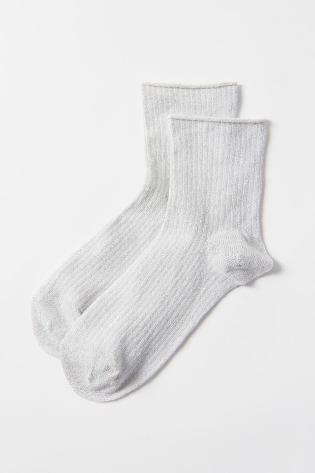 Glitter Ribbed Roll-Top Sock | Urban Outfitters