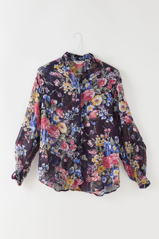 Vintage Sheer Floral Button-Down Top | Urban Outfitters