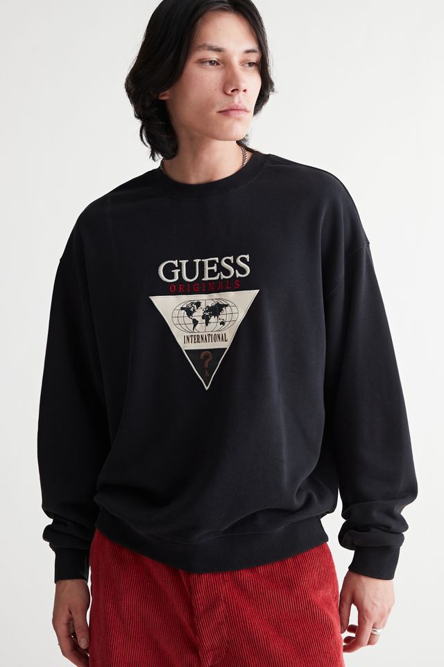 GUESS ORIGINALS Ryan Leather Triangle Crew Neck Sweatshirt | Urban ...