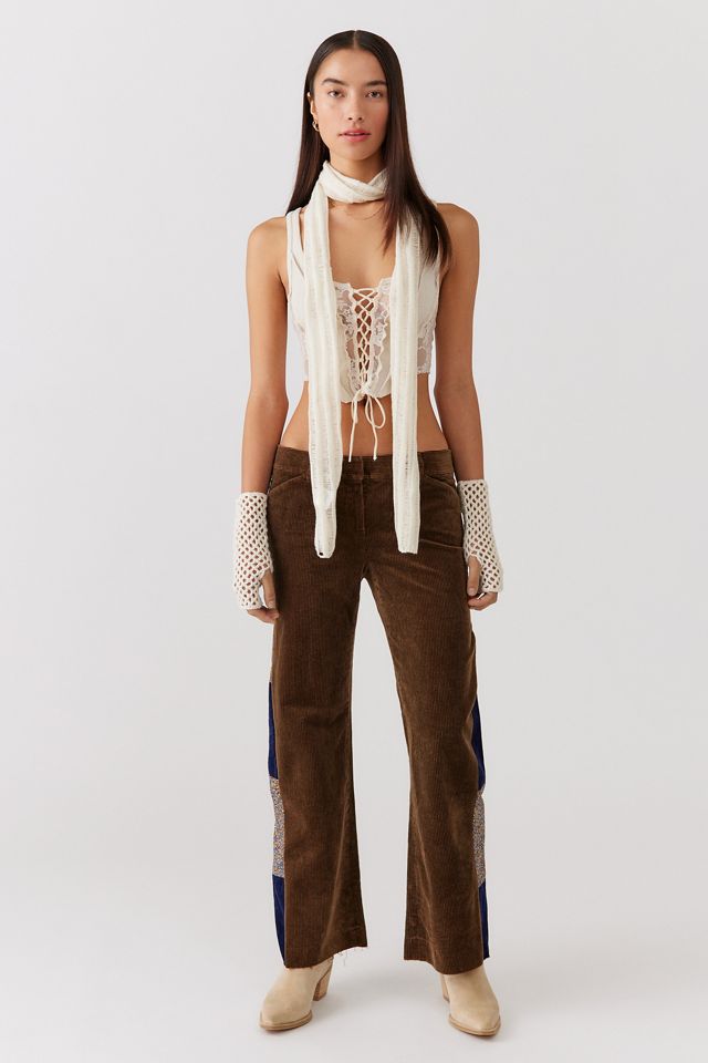 Urban Renewal Remade Floral Insert Cord Flared Pant | Urban Outfitters