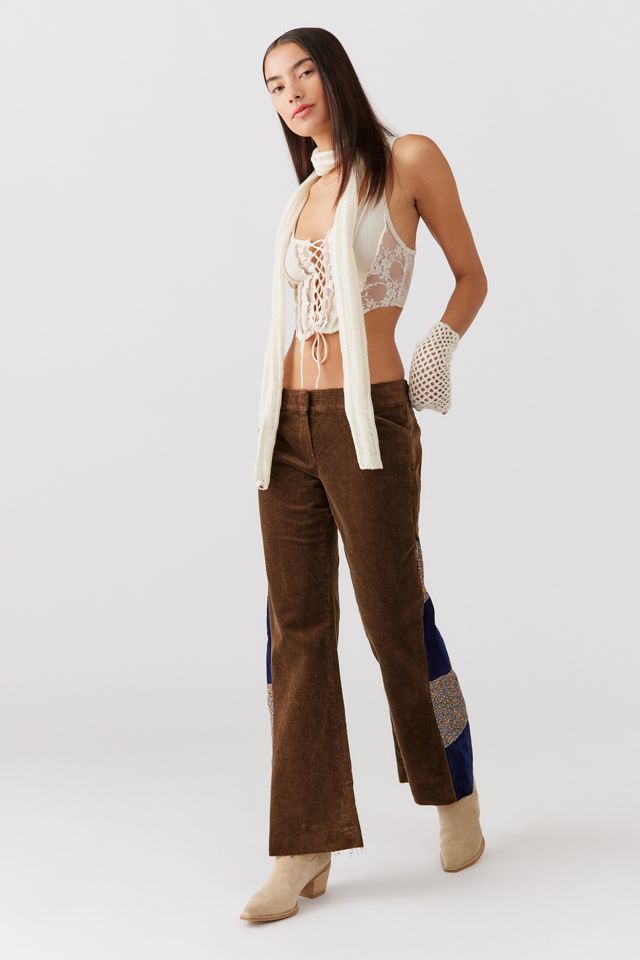 Urban Renewal Remade Floral Insert Cord Flared Pant | Urban Outfitters