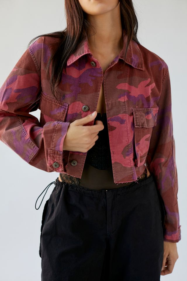 Urban Renewal Remade Overdyed Raw Crop Camo Jacket | Urban Outfitters