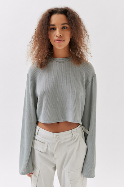 Urban Renewal Remnants Drippy Sleeve Ribbed Crew Neck Top | Urban ...