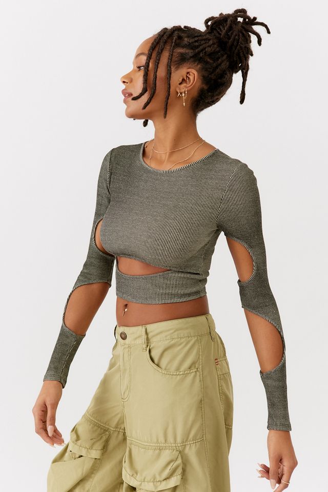 UO Zoe Long Sleeve Cutout Top | Urban Outfitters