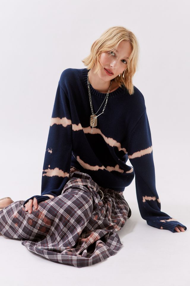 Urban Renewal Remade Bleached Stripe Crew Neck Sweater | Urban Outfitters