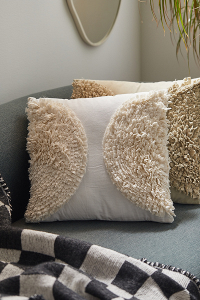 Raw Edge Shag Throw Pillow | Urban Outfitters