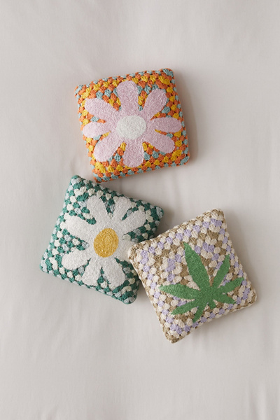Flower Mini Crochet Throw Pillow | Urban Outfitters
