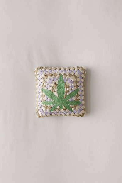 Happy Leaf Mini Crochet Throw Pillow | Urban Outfitters