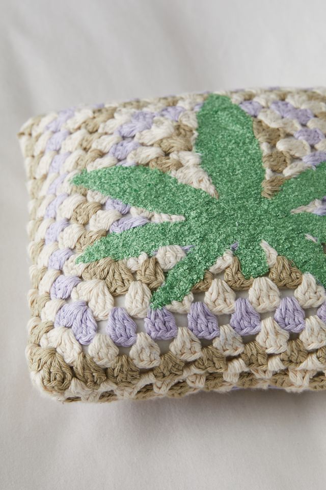 Happy Leaf Mini Crochet Throw Pillow | Urban Outfitters Canada