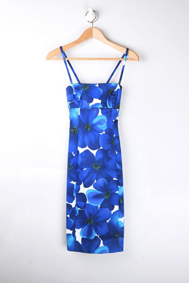 Vintage Y2k Dark Blue & White Printed Dress | Urban Outfitters