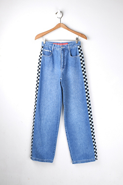 Vintage Y2k Revolt Check-Stripe Wide-Leg Jeans | Urban Outfitters