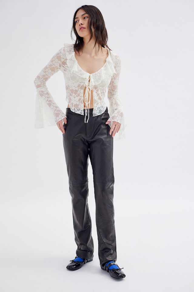 UO Gossamer Sheer Lace Flyaway Top | Urban Outfitters