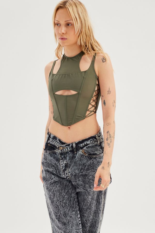 Out From Under Heavy Metal Lace-Up Cropped Top | Urban Outfitters