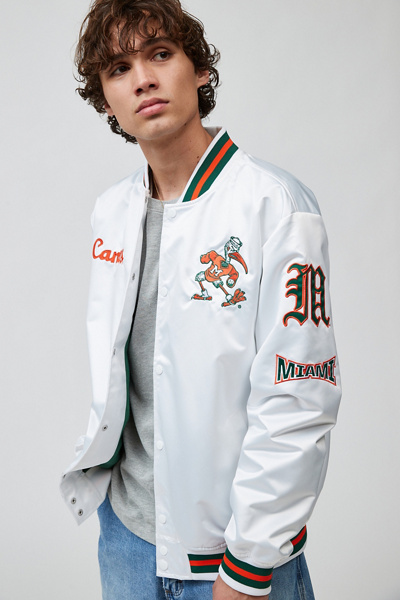 Mitchell & Ness NCAA University Of Miami Varsity Jacket | Urban Outfitters