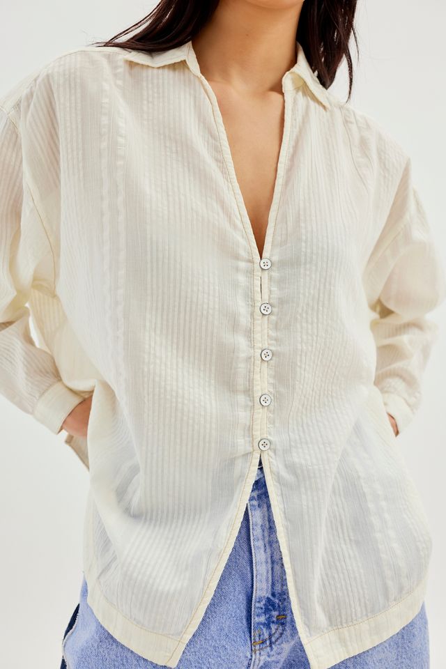 UO Lenox Lace-Up Button-Down Top | Urban Outfitters