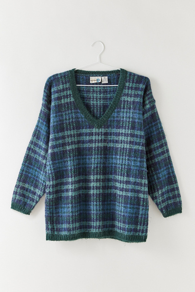 Vintage Plaid V-Neck Sweater | Urban Outfitters