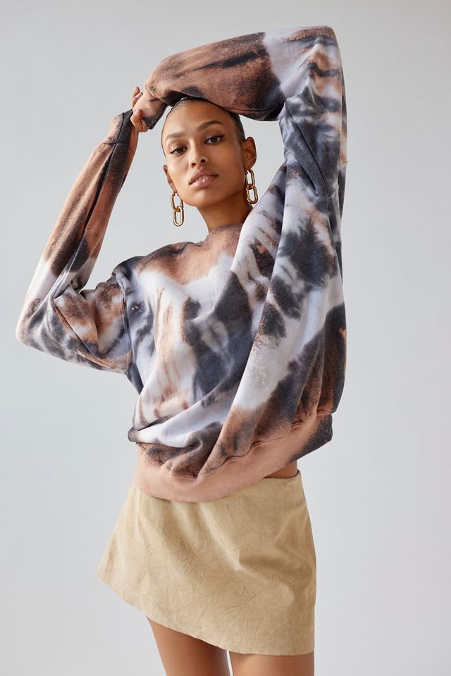 Urban Renewal Remade Snow Cap Mountain Dyed Crew Neck Sweatshirt ...