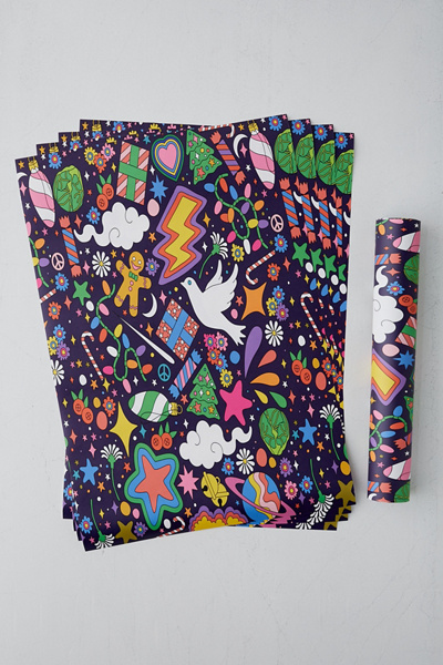 Psychedelic Modern Holiday Wrapping Paper | Urban Outfitters