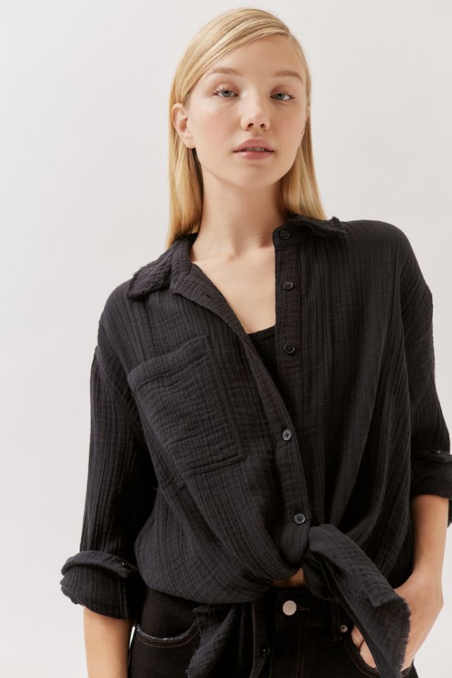 UO Lucy Textured Button-Down Shirt | Urban Outfitters