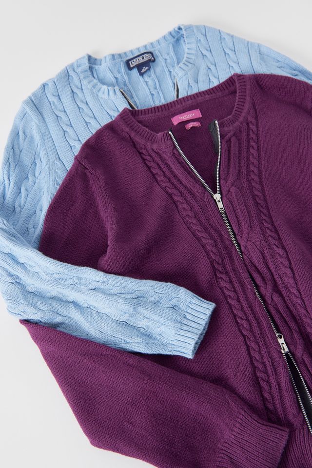 Urban Renewal Remade Two-Way Zip Cable Knit Sweater | Urban Outfitters
