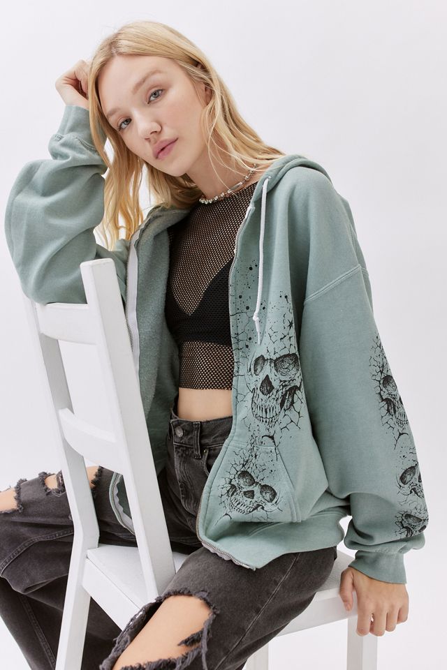Project Social T Skull Zip-Up Hoodie Sweatshirt | Urban Outfitters Canada Project Social T Skull Zip-Up Hoodie Sweatshirt | Urban Outfitters Canada