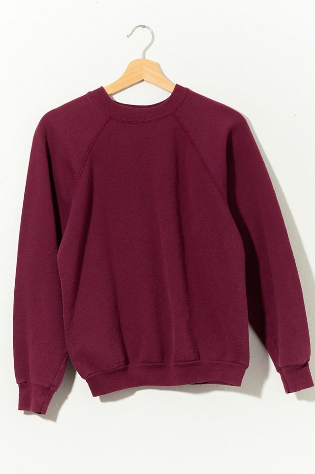 Vintage 1980s Maroon Blank Raglan Crewneck Sweatshirt | Urban Outfitters