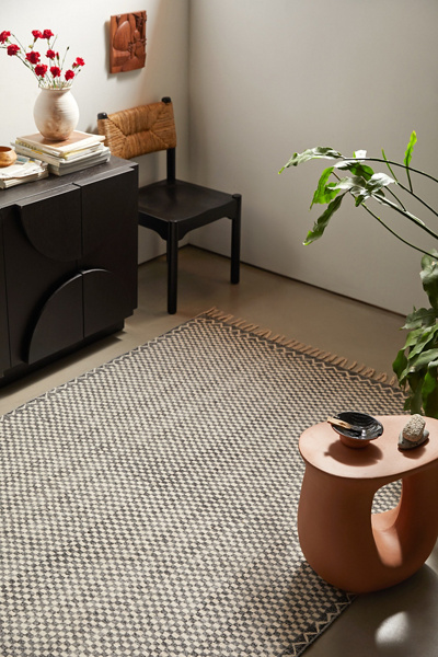 Micro Check Brushed Rug | Urban Outfitters