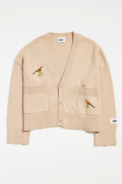 KROST UO Exclusive Cropped Bird Watch Cardigan | Urban Outfitters