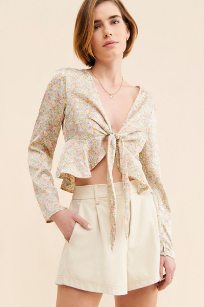 Dress Forum Tie Front Printed Top | Urban Outfitters